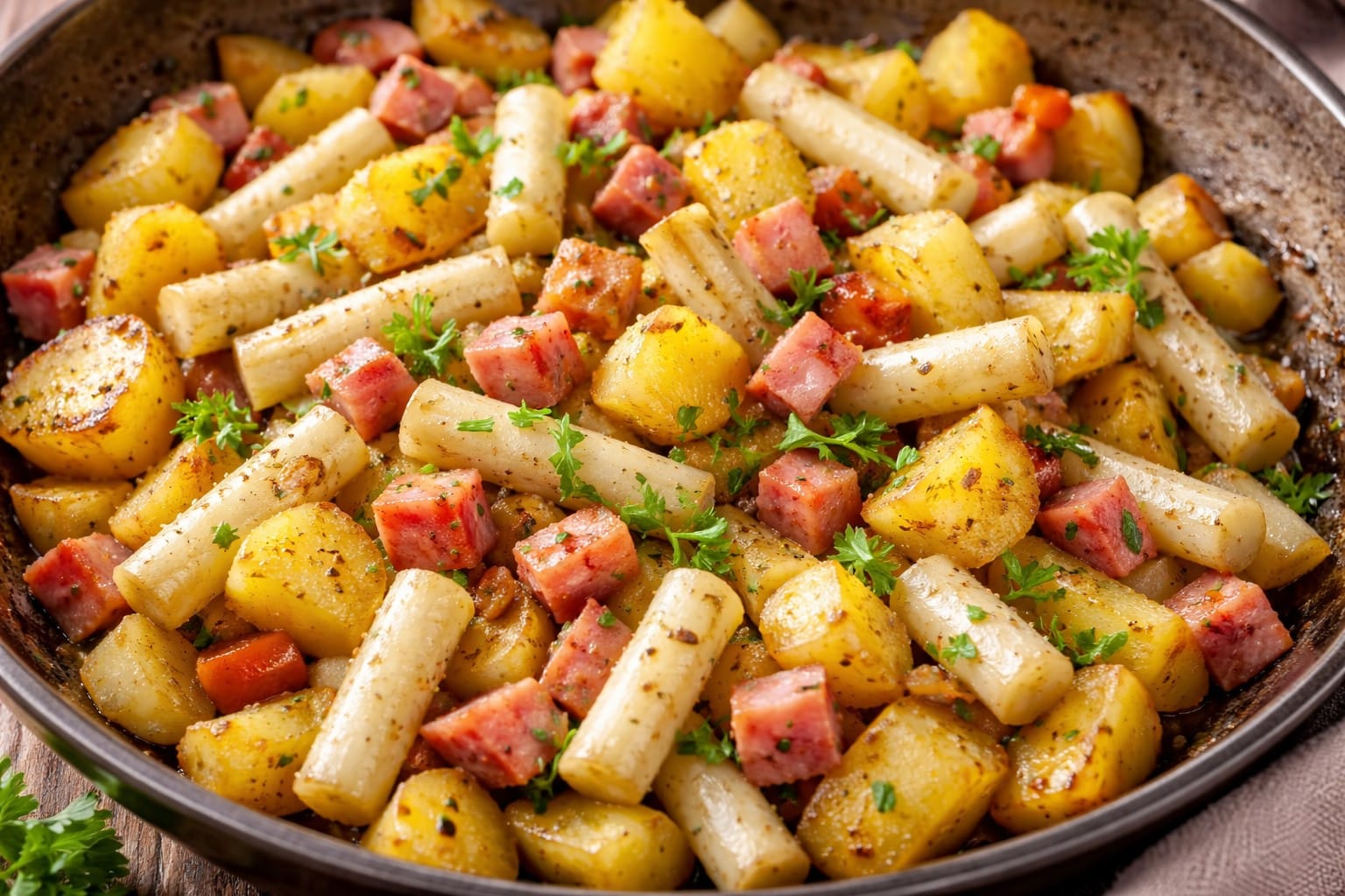 Recette : Salsifis et pommes de terre sautées aux dés de jambon ...